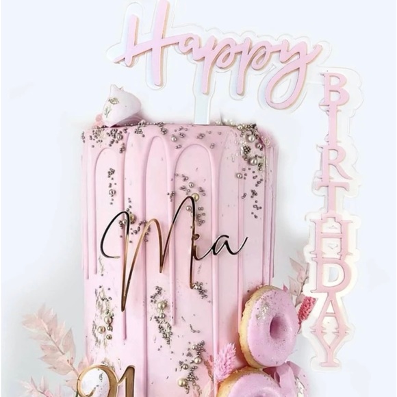 Party Supplies | Pink Happy Birthday Cake Topper | Poshmark